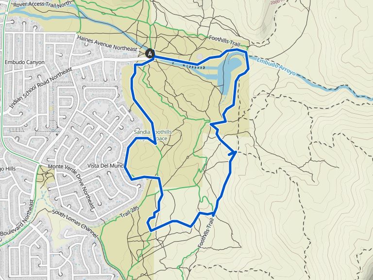 Mano Trail lookout via Embudo Trail loop — Sandia Foothills Open Space ...